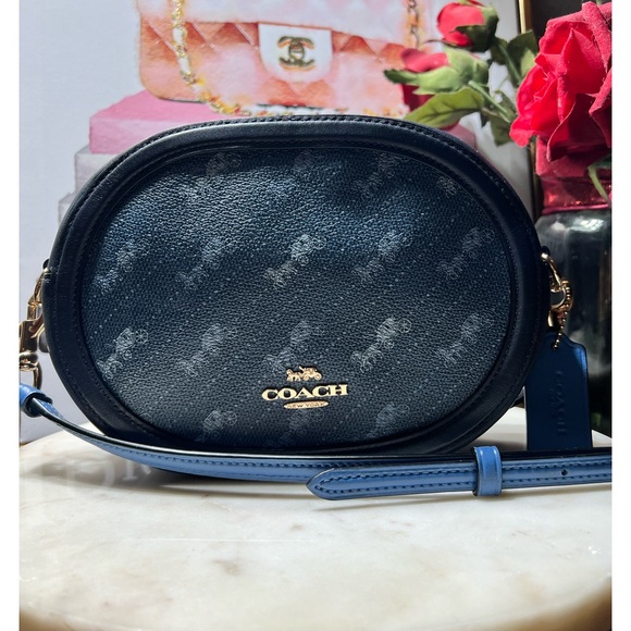 Coach | Bags | Coach Camera Bag With Horse And Carriage Dot Print Denim ...